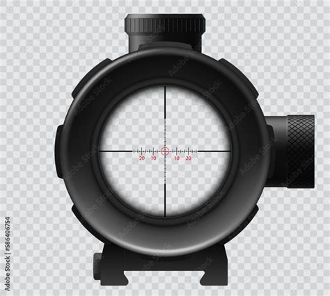 Military Sniper Scope Sight View Target Isolated Vector Crosshair Of Gun Realistic 3d Weapon