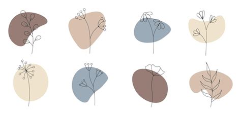 Premium Vector Set Of Flowers Set Of Blob With Leaf Abstract Leaf And Flower Aestetic