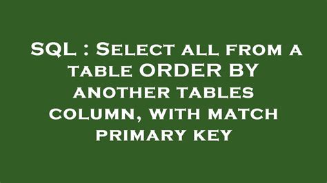 Sql Select All From A Table Order By Another Tables Column With