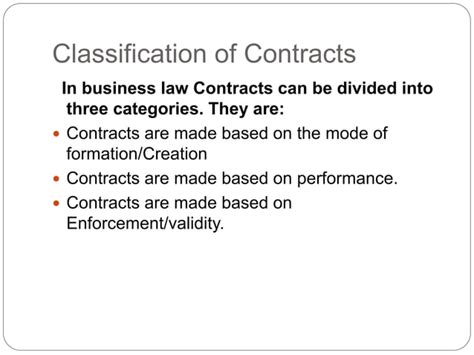 Classification Of Contracts In Business Regulations Pptx Business