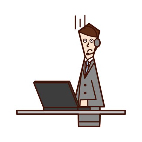 화가 난 고객에 대한 고객 지원 전화 사업자여성의 일러스트 Kukukeke쿠쿠케케