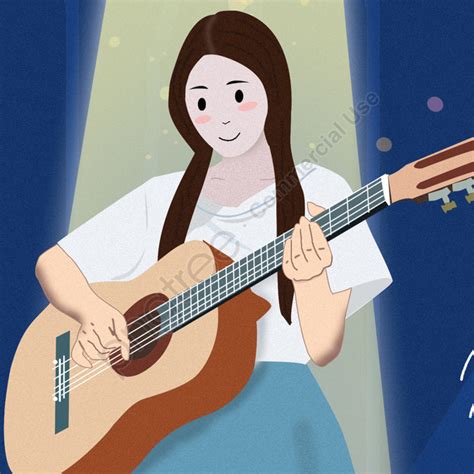 기타 그림 그리기 음악 축제 무대 소녀 일러스트 그려진 손 음악 축제 음악 무대 일러스트 Pngtree 로열티 무료