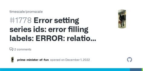 Error Setting Series Ids Error Filling Labels Error Relation Prom