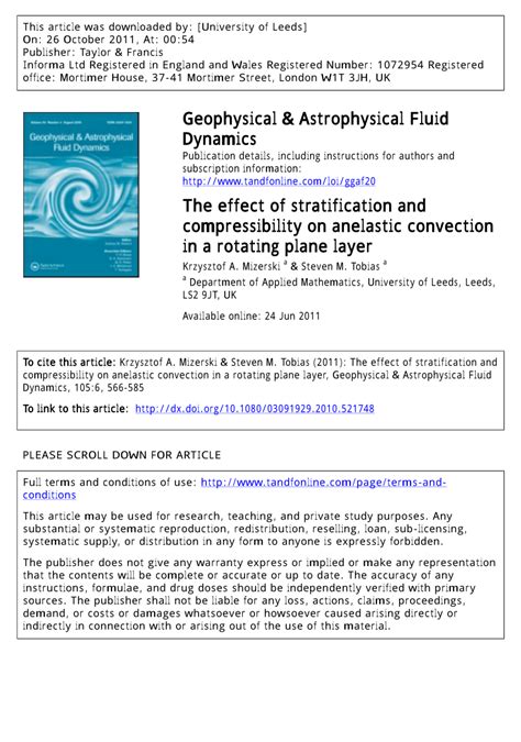 Pdf The Effect Of Stratification And Compressibility On Anelastic Convection In A Rotating