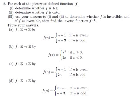 solved 2 for each of the piecewise defined functions f i