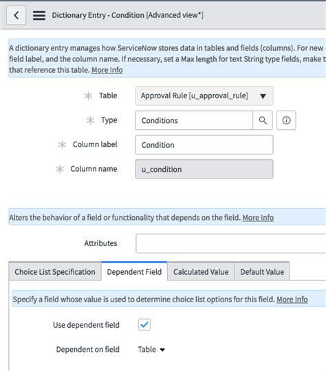servicenow using variable condition field on custom tables stack