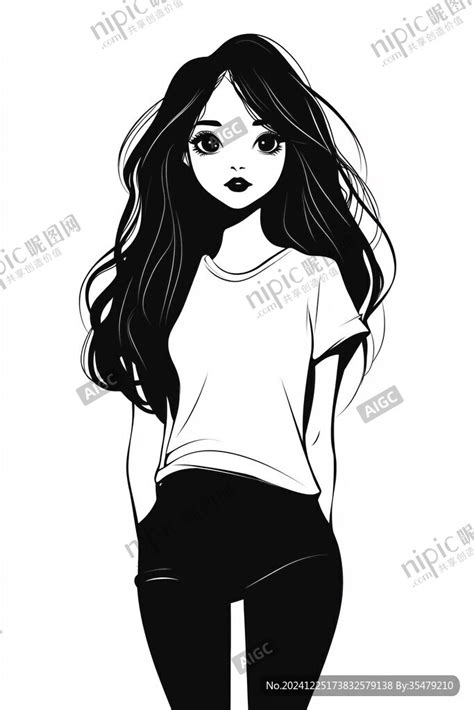 Ai创作图女生头像黑白稿 女孩黑白线条图 线条画女生 长黑发插画 姑娘线稿 酷女孩插画 手绘漫画插画女孩 小姐姐插画 手绘女生人物 手绘插画头像 手绘个性女孩 女生插画女生 手绘女生头像 手绘