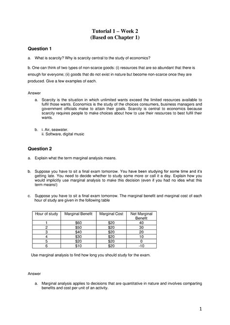Tutorial 1 Solutions Tutorial 1 Week 2 Based On Chapter 1