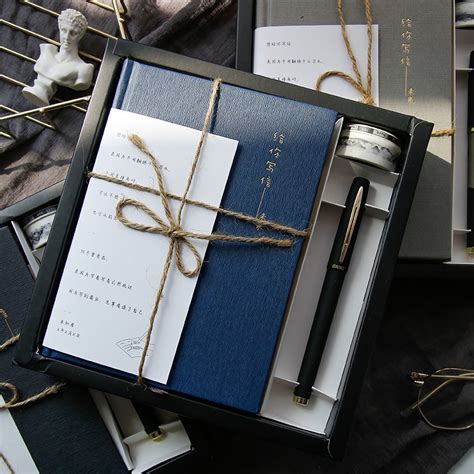 给你写信笔记本本子套装简约ins风手账本礼盒复古文艺精致会议记录本礼物男生商务记事本日记本定制可印logo 虎窝淘