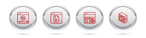 라인 온라인 재생 비디오 소프트웨어 디버깅 및 컴퓨터를 설정합니다 실버 서클 버튼 벡터 개발에 대한 스톡 벡터 아트 및 기타 이미지 Istock