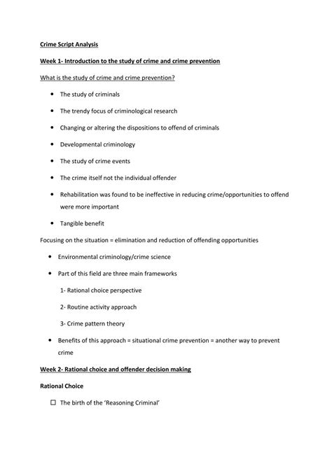 Crime Script Analysis Course Notes 3021ccj Crime Script Analysis