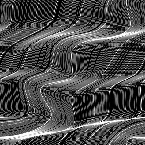 Abstract Vector Seamless Moire Pattern With Waving Curling Lines Striped Repeating Texture