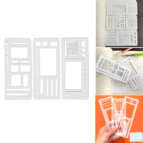 Handmade Flexible Record Template Stencils Drafting Tools 3 Pack