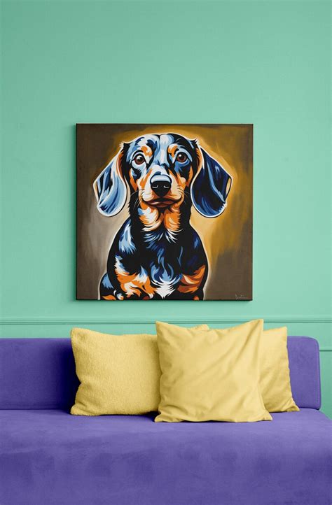Dachshund Delight Miniature Wiener Dog Portrait Oil Painting Pet