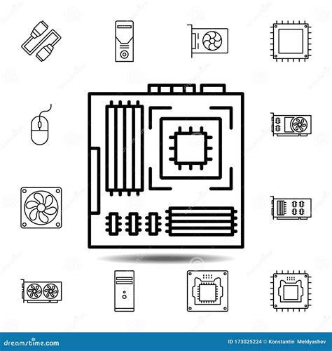 Motherboard Icon Vector From Computer Interface Collection Thin Line Motherboard Outline Icon