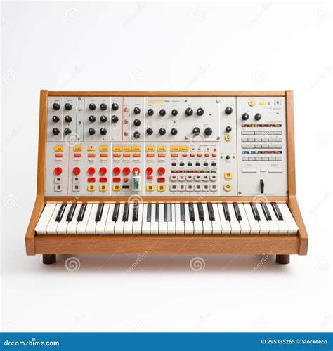 White Background Synthesizer With Detailed Analog Sound Stock Illustration Illustration Of