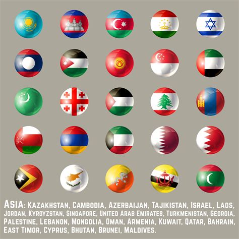 Asia Round Button Flags Two 683688 Vector Art At Vecteezy