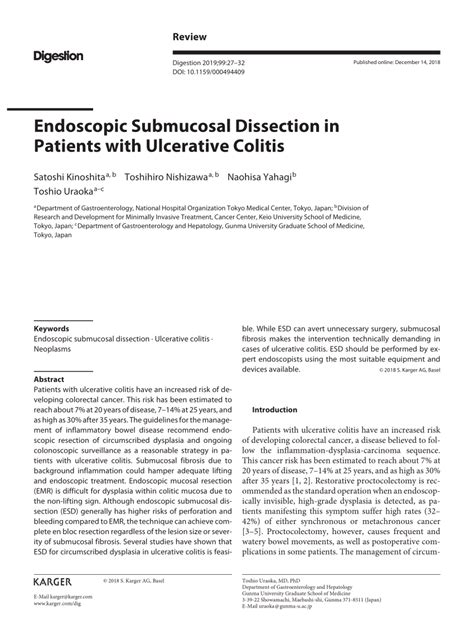 Pdf Endoscopic Submucosal Dissection In Patients With Ulcerative Colitis