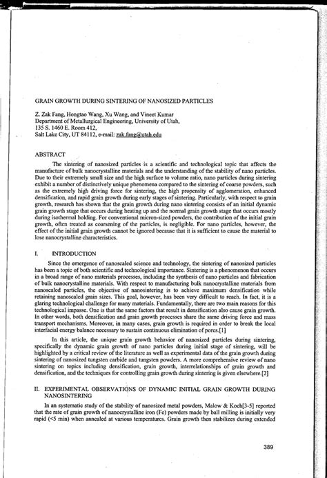 Pdf Grain Growth During Sintering Of Nanosized Particle