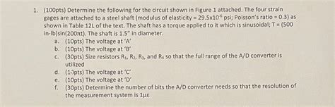 Solved 1 100pts Determine The Following For The Circuit Chegg Com