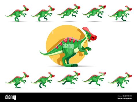 cartoon running dinosaur character animation game sprite vector