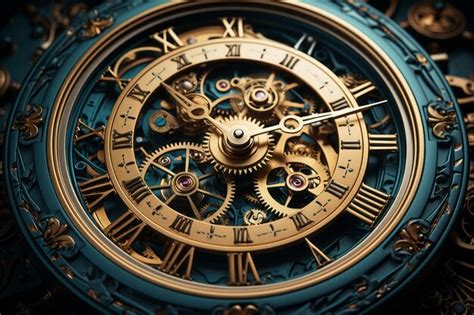 Premium Ai Image Time Bending Warp Of Clocks And Gears In Metallic Hues Generative Ai