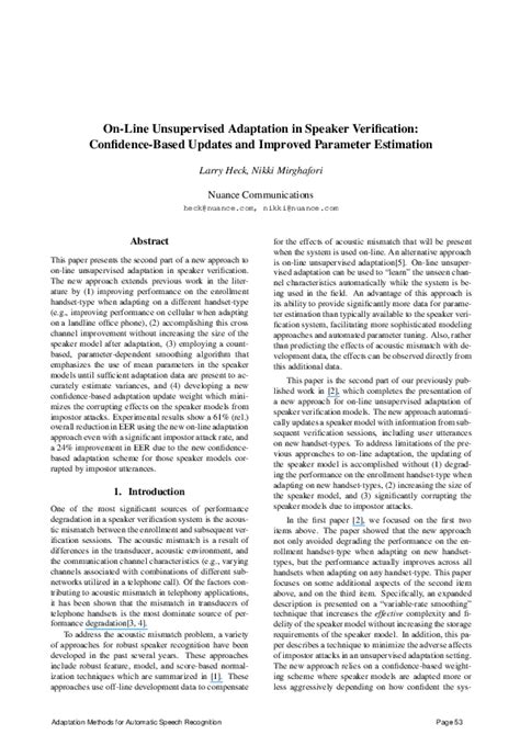 Pdf Improved Online Adaptation In Speaker Verification