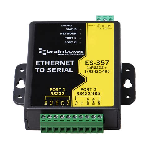 Es 357 1 Port Rs232 And 1 Port Rs422 485 Ethernet To Serial Adapter Brainboxes
