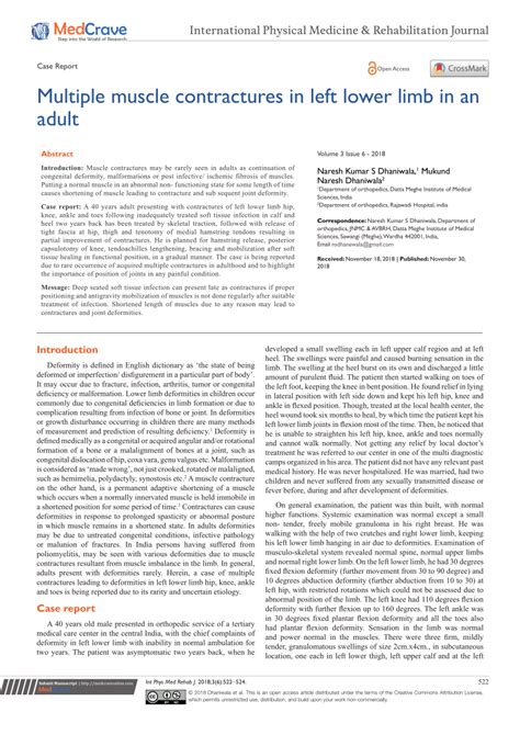 Pdf Multiple Muscle Contractures In Left Lower Limb In An Adult