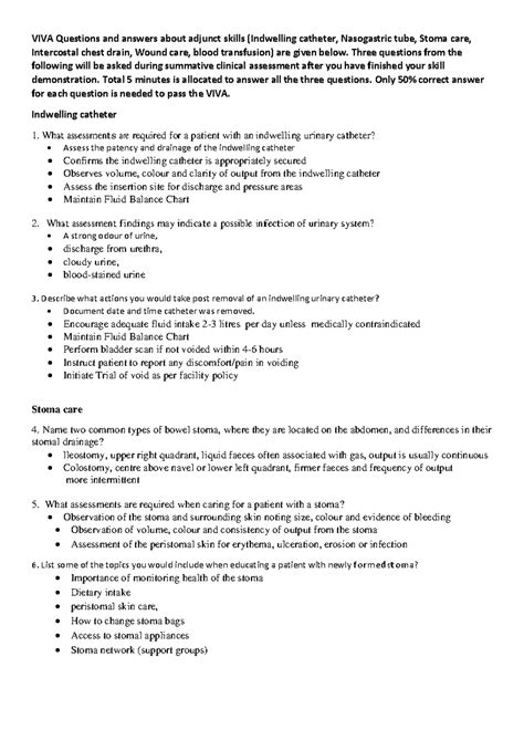 STAGE VIVA Questions And Answers VIVA Questions And Answers About Adjunct Skills Indwelling