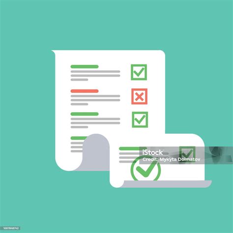 설문 조사 또는 시험 양식 긴 종이 시트 답변된 퀴즈 점검 및 성공 결과 평가 교육 시험의 아이디어 긴에 대한 스톡 벡터 아트 및 기타 이미지 Istock