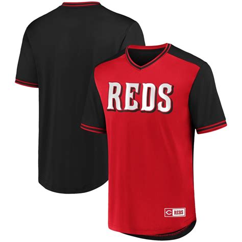 Mens Cincinnati Reds Fanatics Redblack Iconic Walk Off V Neck Jersey T Shirt