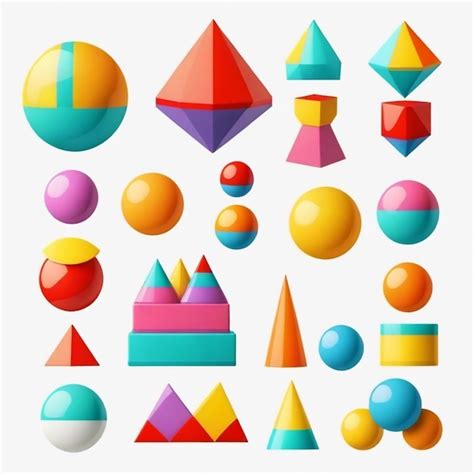 Premium Vector A Collection Of Colorful Objects Including One That Has A Triangle On It