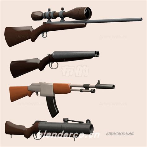 Blender武器枪械模型 群友分享 作者不清楚，知道的留言。 Blender布的