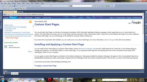 Visual Studio 2010 Visual Studio 2010 Custom Start Page Make Your