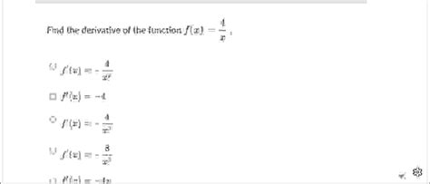 solved find the derivative of the function f x 4x