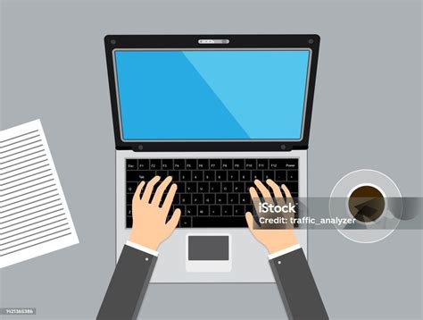 Hands Typing On Laptop Keyboard Flat Design Stock Illustration Download Image Now Business