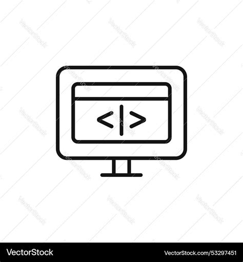 Display Code Icon Set Computer Software Program Vector Image
