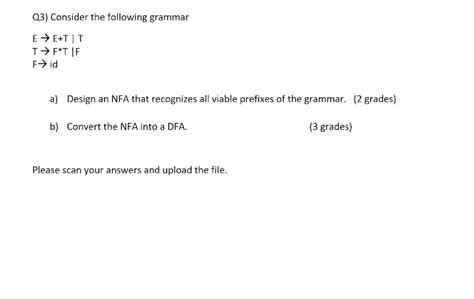 Solved Q3 Consider The Following Grammar E → E Tt T F T F