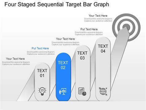 gh four staged sequential target bar graph powerpoint template powerpoint presentation sample