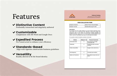 Peer Evaluation Form Template In Word PDF Google Docs Download Template Net
