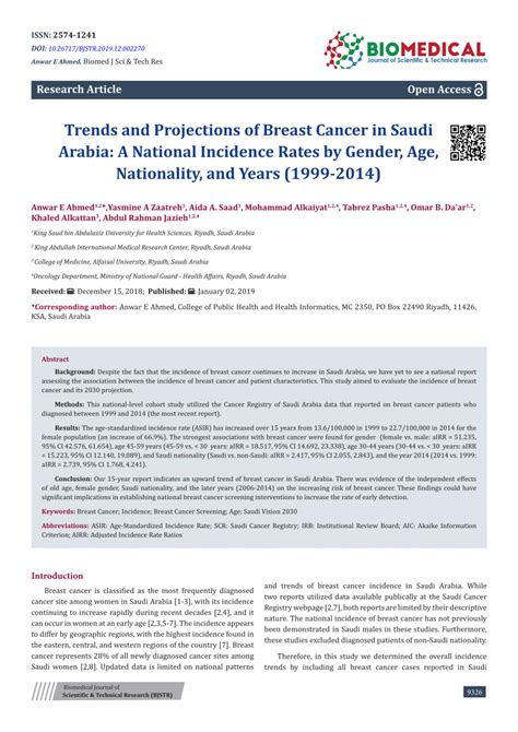 Pdf Trends And Projections Of Breast Cancer In Saudi Arabia A