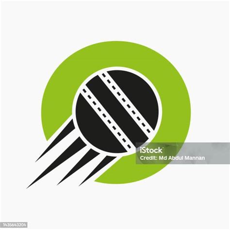 편지 O 크리켓 개념 움직이는 크리켓 볼 아이콘 크리켓 스포츠 로고 타입 기호 벡터 템플릿 Championship에 대한 스톡