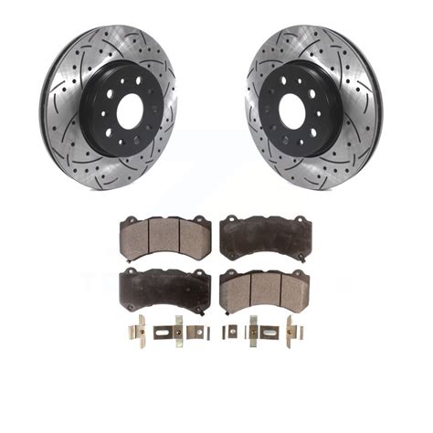 Front Coated Drilled Slotted Disc Brake Rotors And Ceramic Pads Kit For