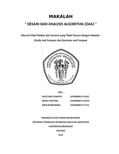 Desain Dan Analisis Algoritma Daa Makalah