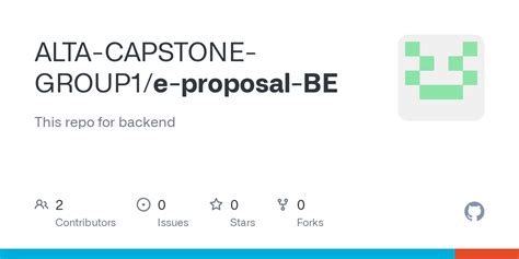 GitHub ALTA CAPSTONE GROUP1 E Proposal BE This Repo For Backend