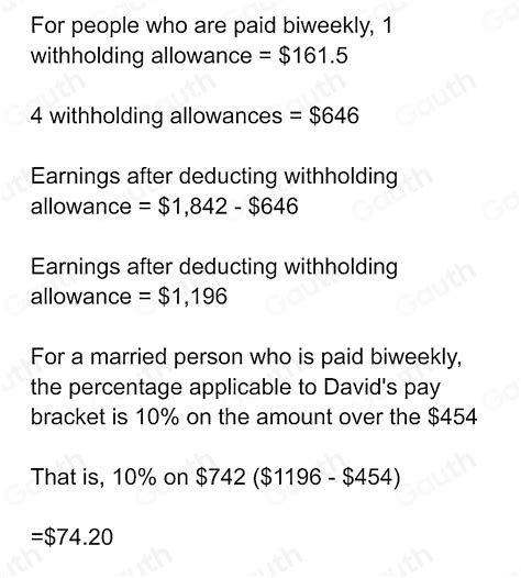 Solved David Grange Is Married And Claims 4 Withholding Allowances If