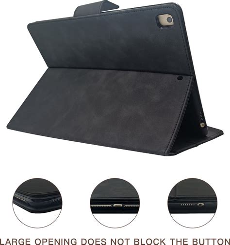 Otronica Ipad 2021 Hoes Luxe Leren Bookcase Zwart Ipad 9e 8e 7e Generatie Hoes Met
