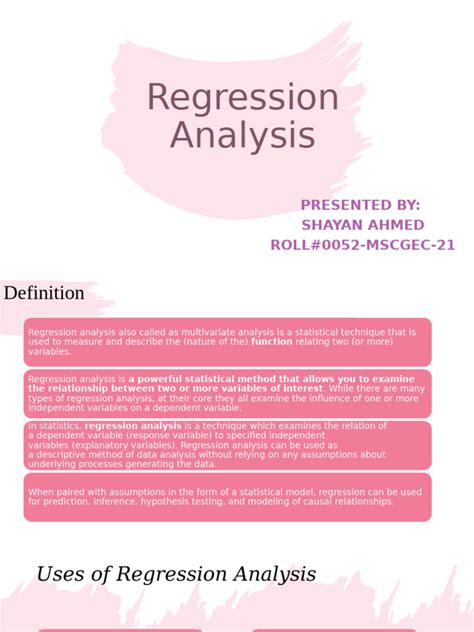 Regression Analysis Presentation Pdf Coefficient Of Determination Regression Analysis