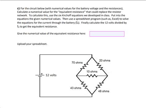 Solved For The Circuit Below With Numerical Values For The Chegg